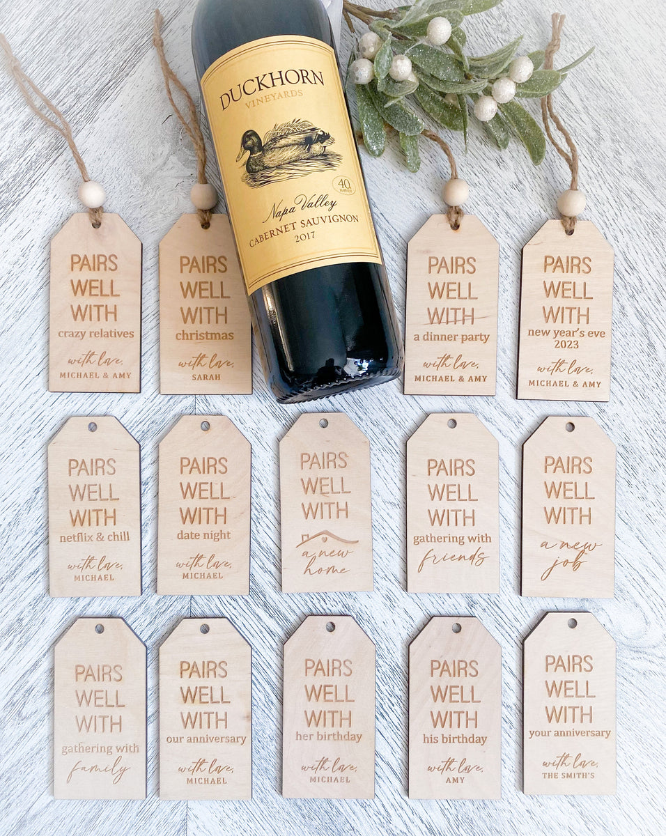 Wine Bottle Tags- "PAIRS WELL WITH..." – Aspen & Co Designs